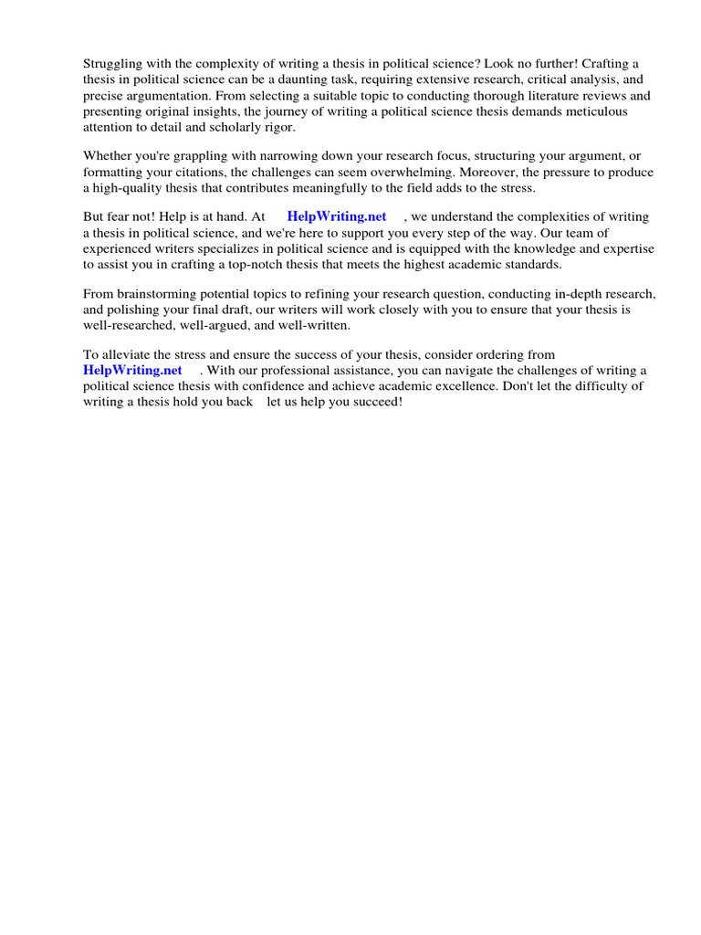 Political Science Thesis Topics Examples | PDF | Thesis | Science