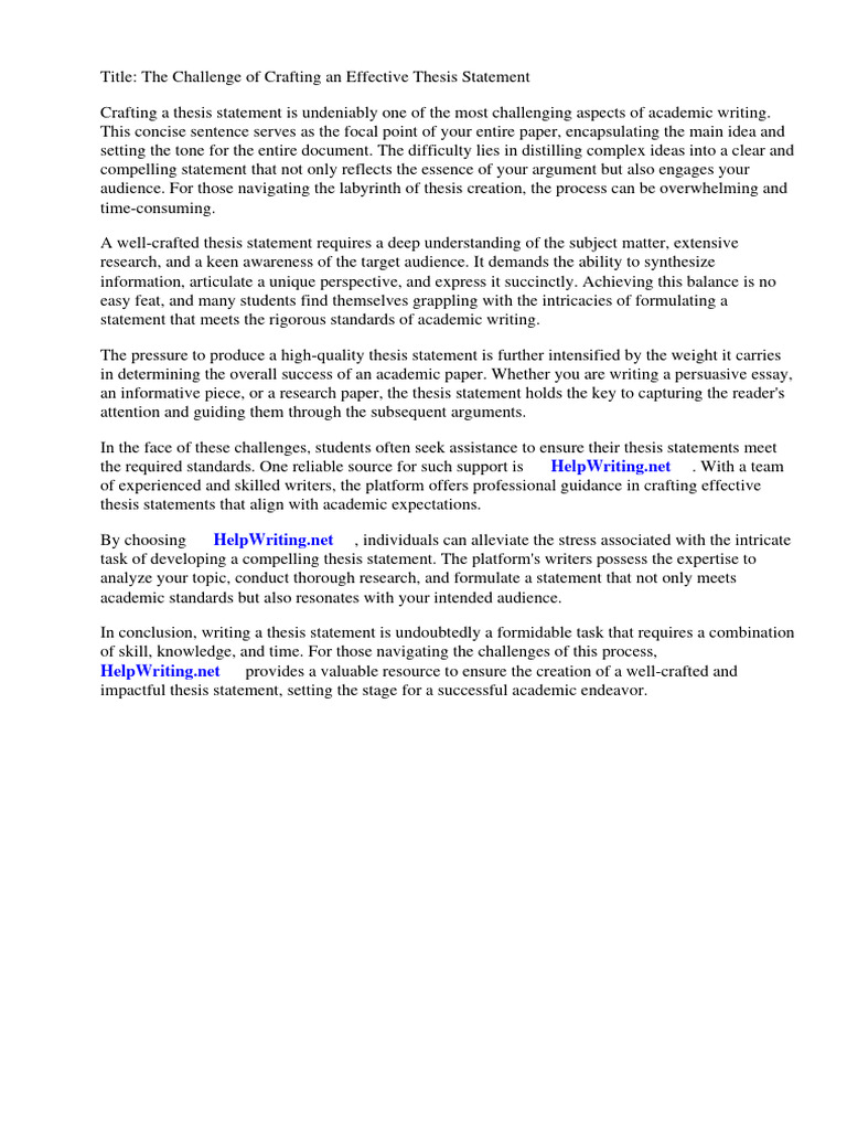 A Example Thesis Statement | PDF | Essays | Thesis