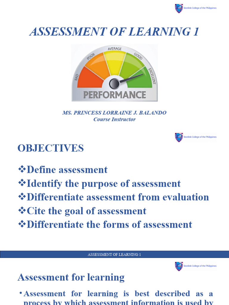 Lesson 1 Assessment of Learning 1 | PDF