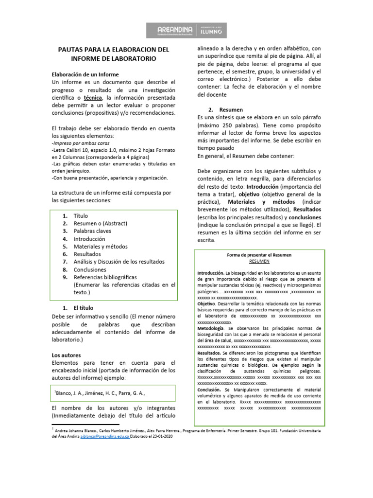 FORMATO INFORME LAB 2024 | PDF | Laboratorios | Experimentar