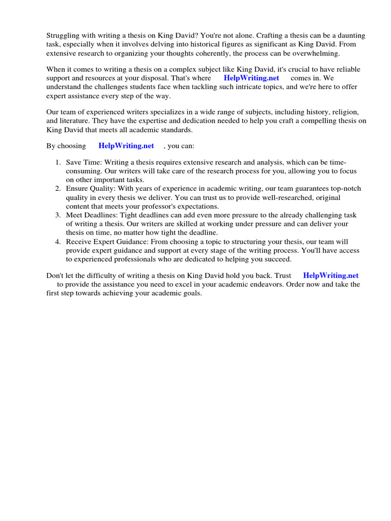 Thesis On King David | PDF | David | Books Of Samuel