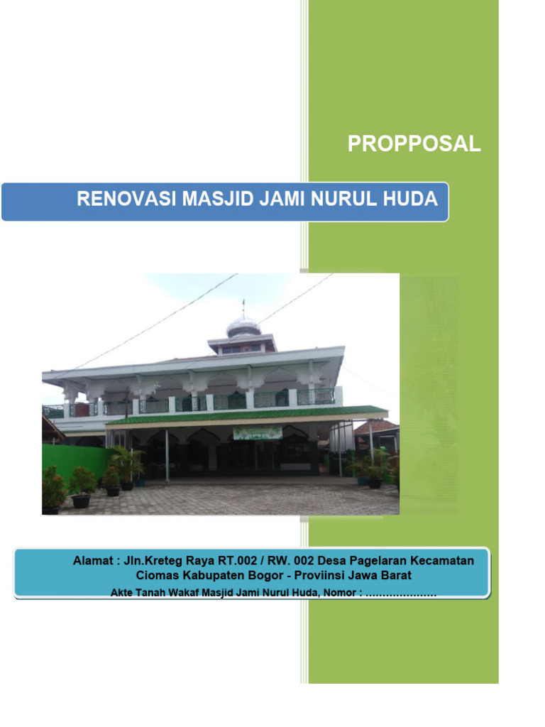 RANCANGAN PROPOSAL RENOV MASJID NURUL HUDA 2023 | PDF