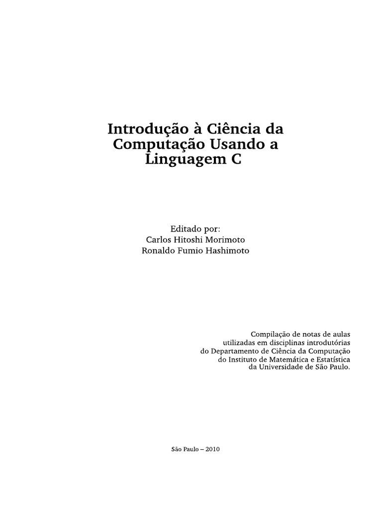 Introdução à Ciência Da Computação Utilizando A Linguagem C Pdf