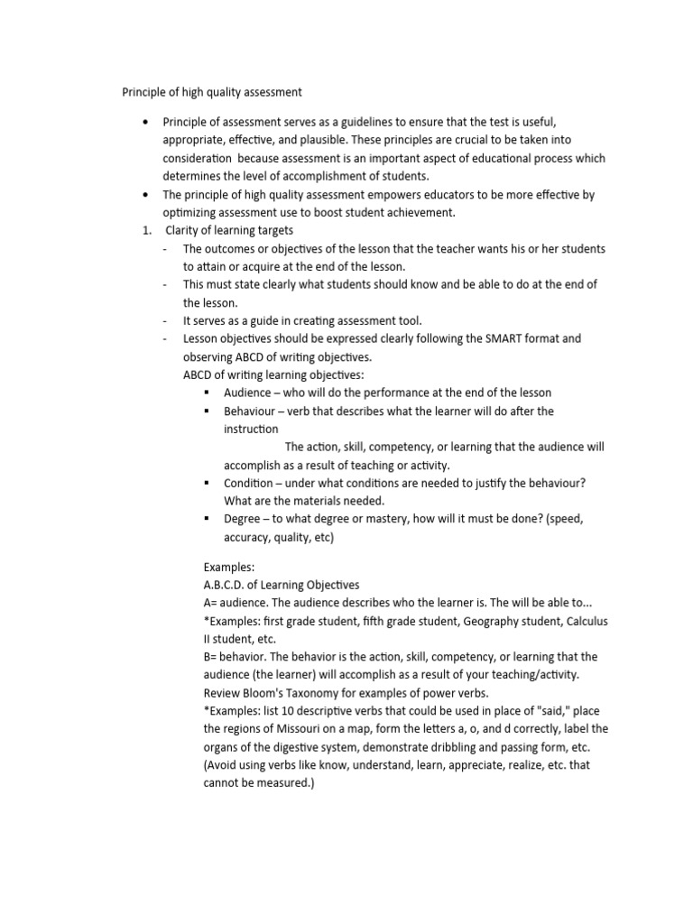 Principle of High Quality Assessment | PDF | Educational Assessment | Learning