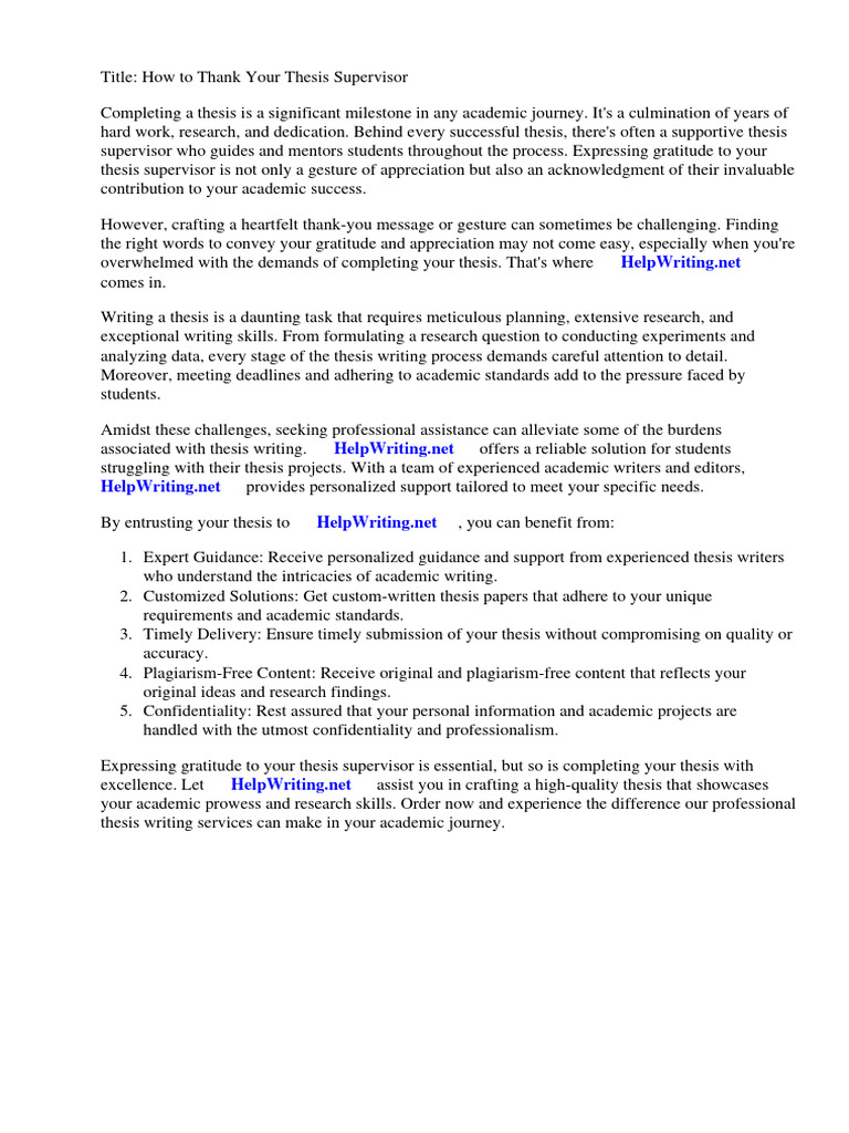 Thanking Your Thesis Supervisor | PDF | Career & Growth