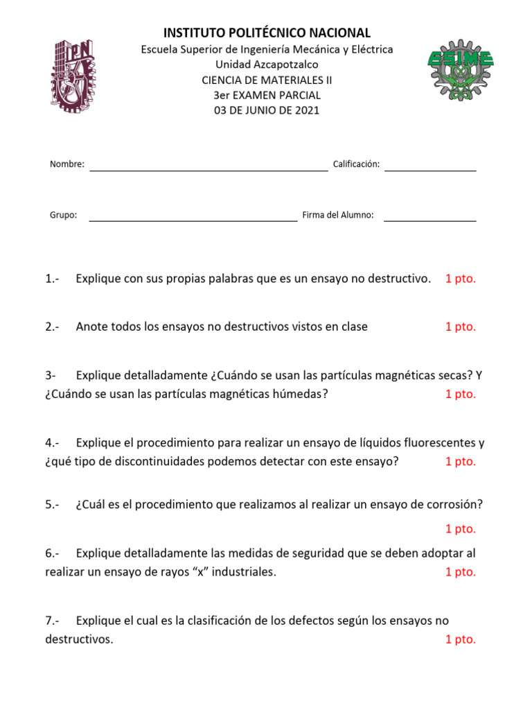 3er Examen Parcial Ciencia de Materiales II A21 | PDF