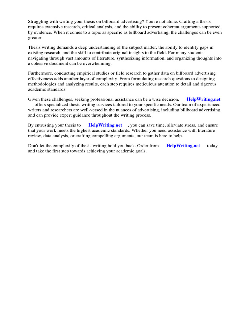 Thesis on Billboard Advertising | PDF | Advertising | Billboard