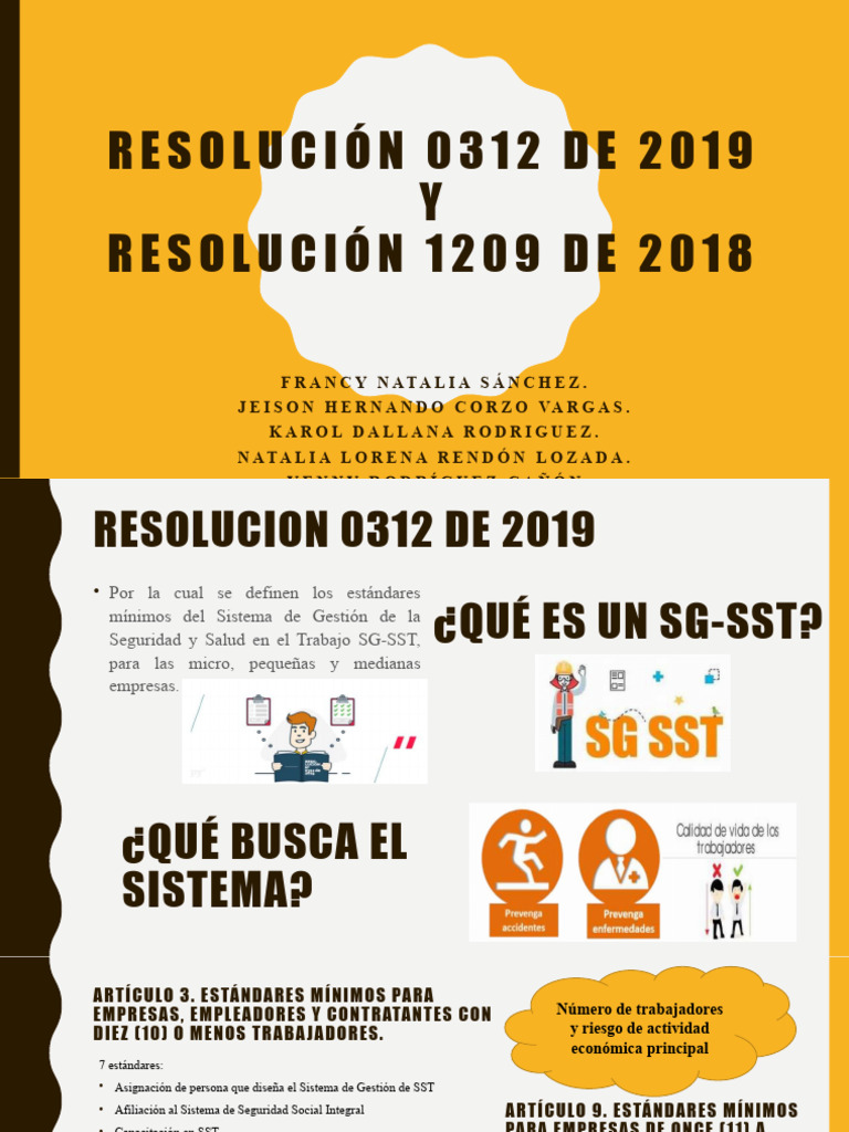 RESOLUCION 0312 DE 2019 y Resolución 1209 Del 2018 | PDF