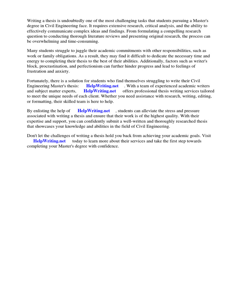Civil Engineering Masters Thesis Download | PDF