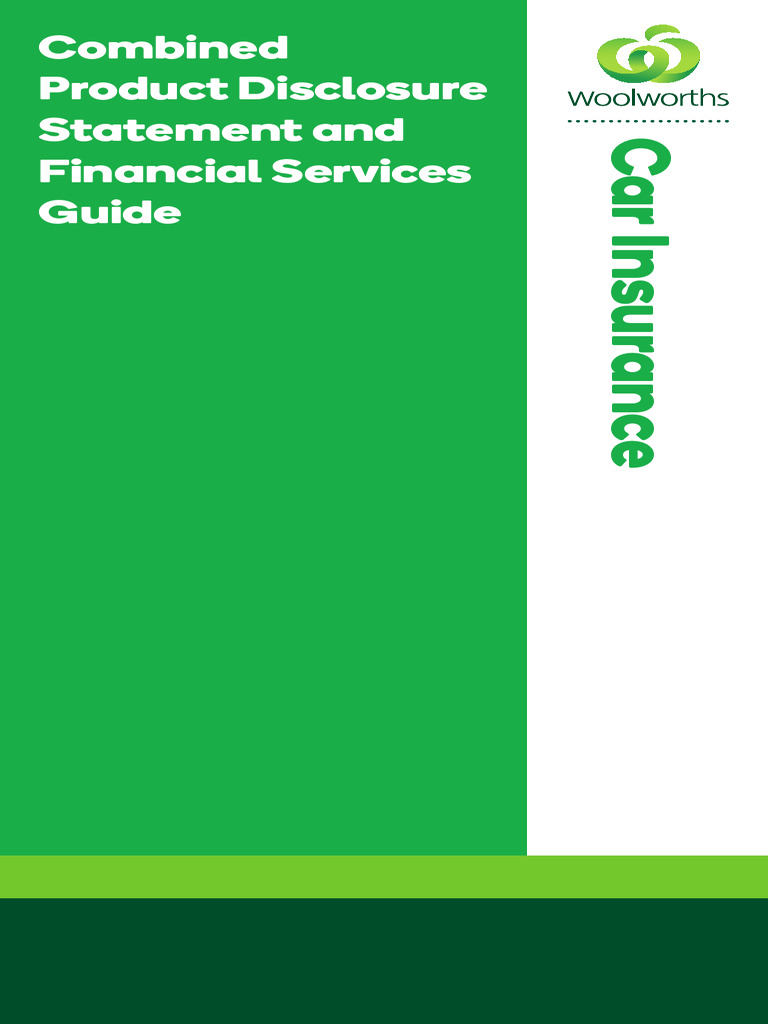 Woolworths Car Insurance PDS | PDF | Vehicle Insurance | Insurance