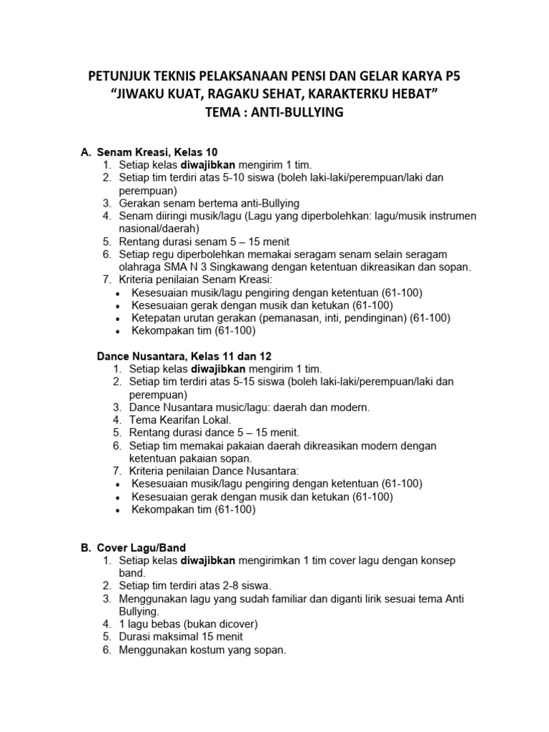 Juknis Pelaksanaan Pensi Dan Gelar Karya p5 | PDF