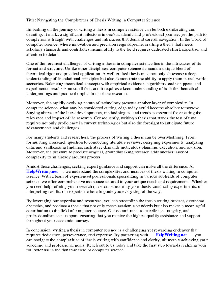 Thesis Format For Computer Science | PDF | Thesis | Science