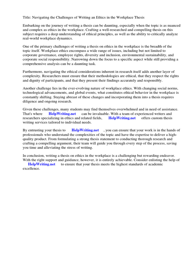 Writing an Ethics Thesis Guide | PDF | Career & Growth