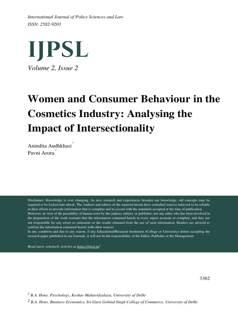 Women and Consumer Behaviour in The Cosmetics Industry Analysing The ... Women and Consumer Behaviour in The Cosmetics Industry Analysing The ...