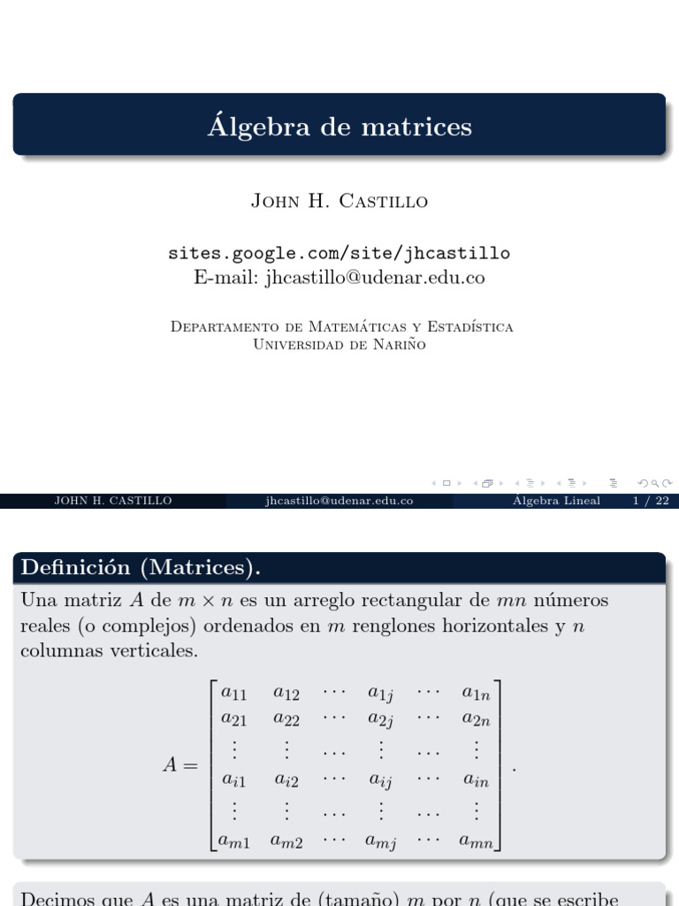 Algebra de Matrices | PDF | Matriz (Matemáticas) | Mapa lineal