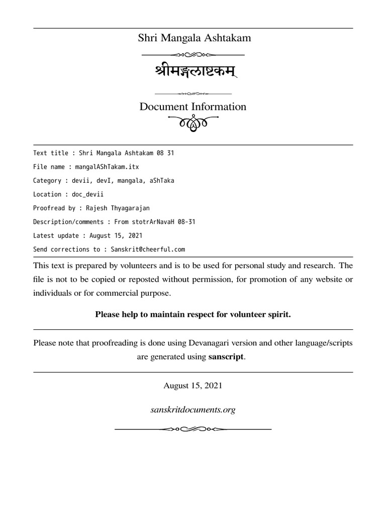 Mangal AshTakam | PDF