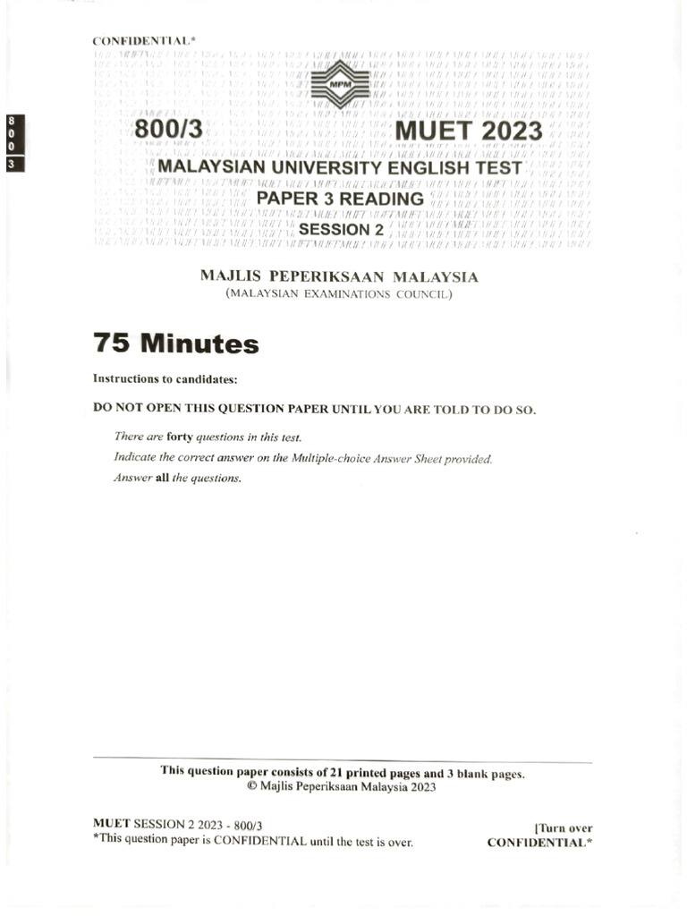 MUET Reading S2 2023 | PDF MUET Reading S2 2023 | PDF