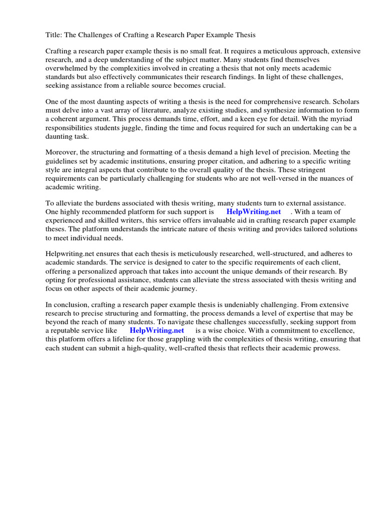 Research Paper Example Thesis | PDF | Thesis | Academic Publishing