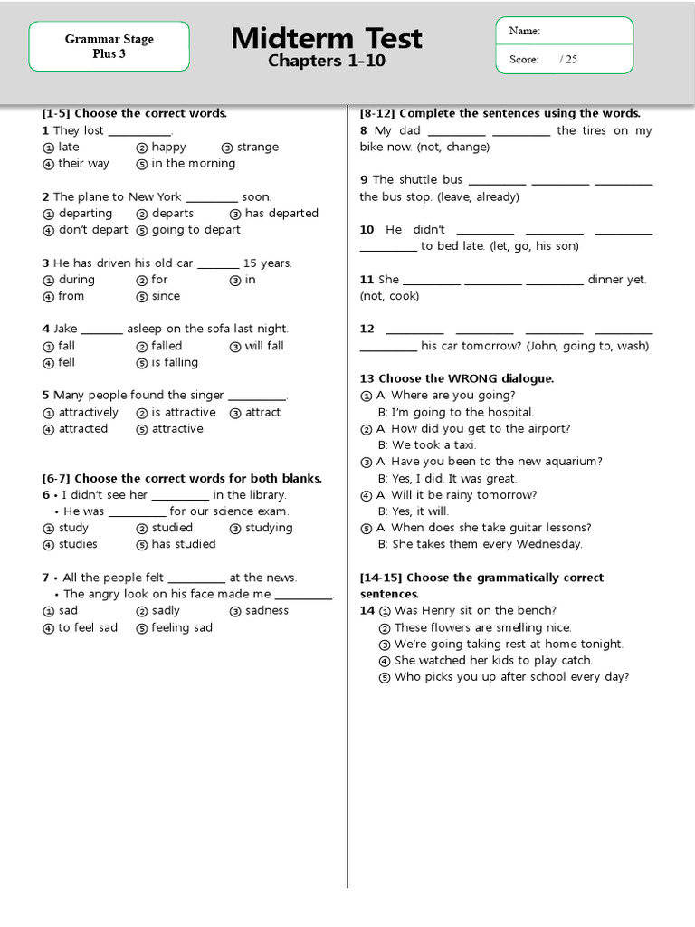 Grammar Stage Plus 3 - Midterm | PDF