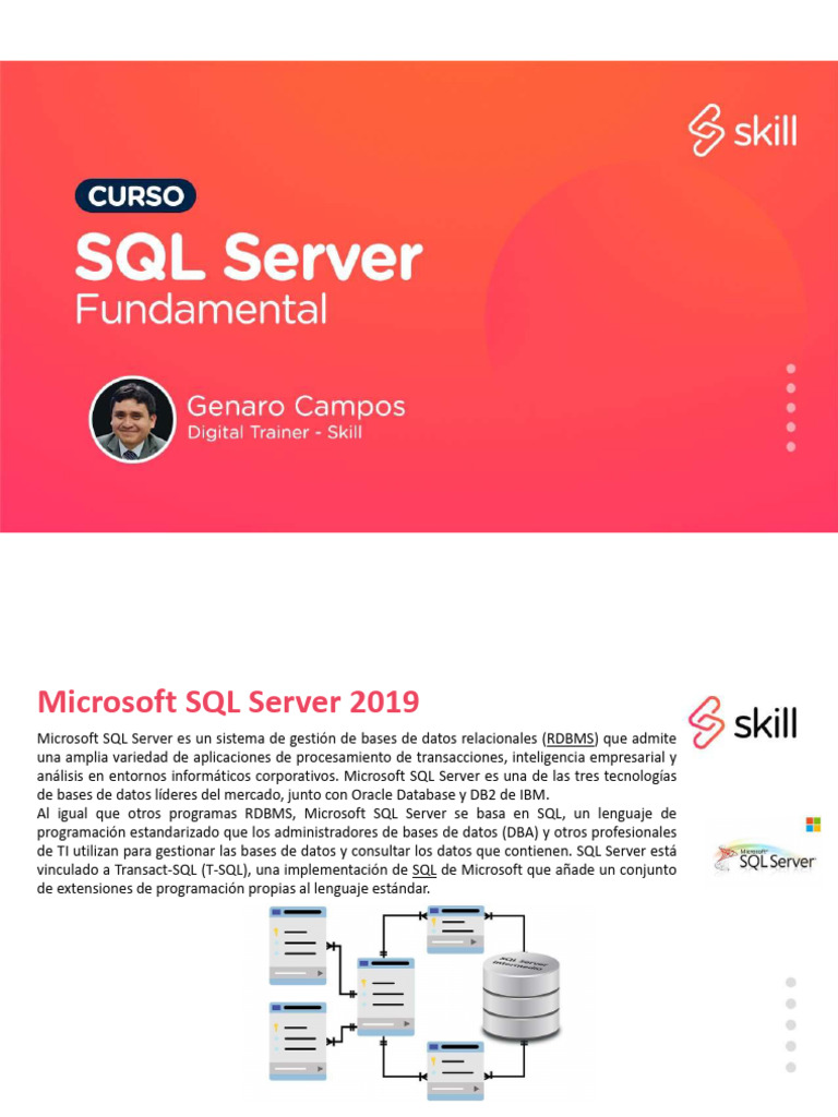 Sesión 01 | PDF | Servidor SQL de Microsoft | SQL