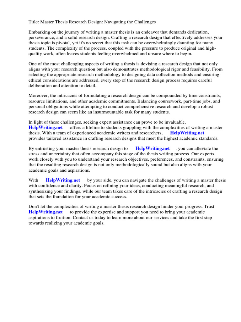 Master Thesis Research Design Guide | PDF | Thesis | Slum