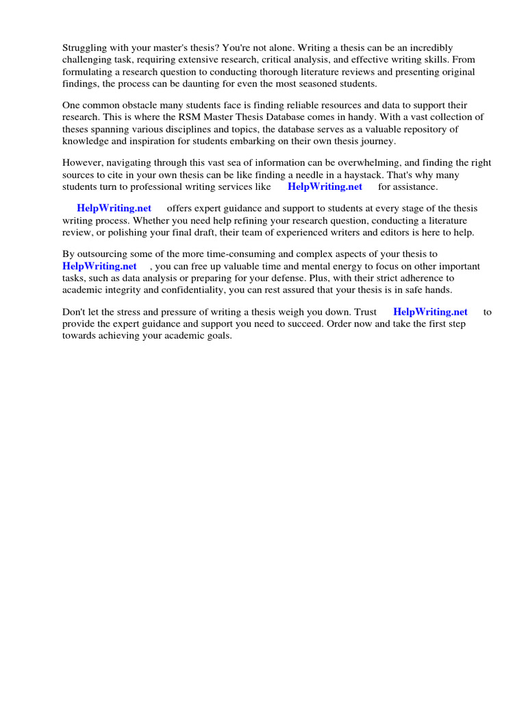RSM Master Thesis Database | PDF | Thesis | Doctor Of Philosophy