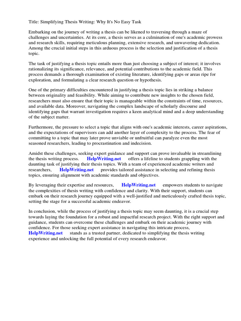 Thesis Topic Justification | PDF | Thesis | Cognitive Science