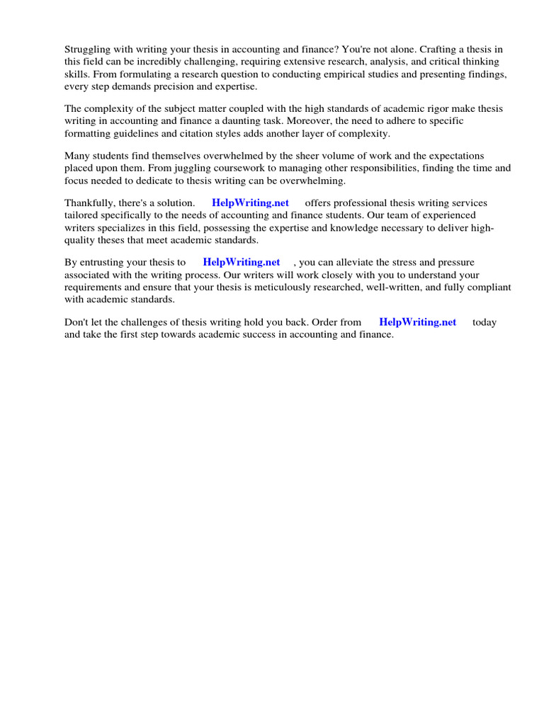Thesis Accounting and Finance | PDF | Thesis | Accounting