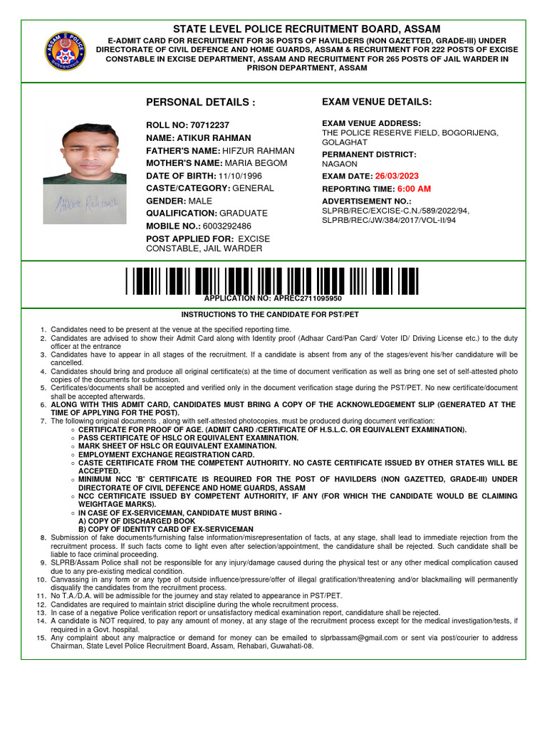 Admit APREC2711095950 | Download Free PDF | Identity Document | Justice