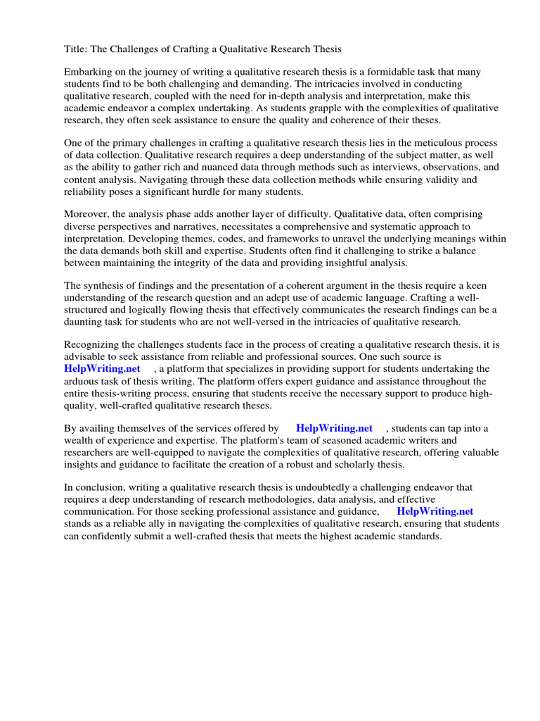 Example of Qualitative Research Thesis | PDF | Qualitative Research ...