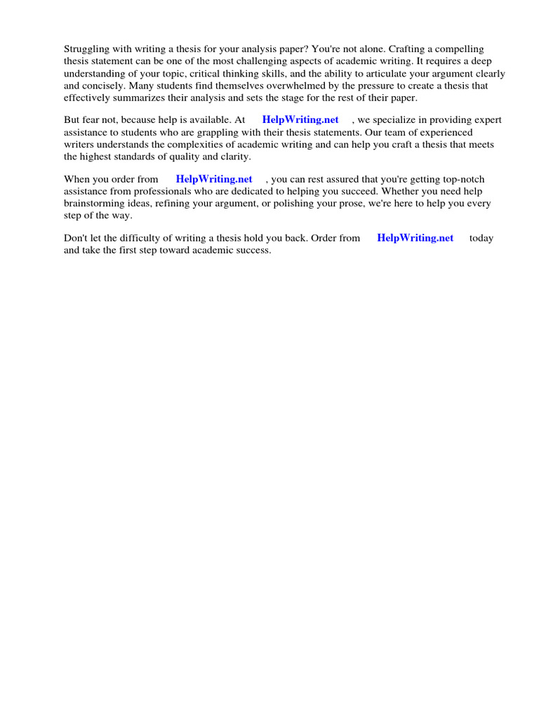 How To Write An Analysis Paper Thesis | PDF | Essays | Thesis