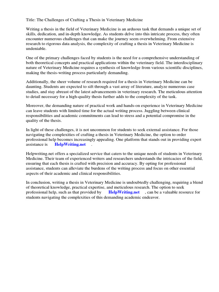 Thesis Challenges in Veterinary Medicine | PDF | Bachelor's Degree ...