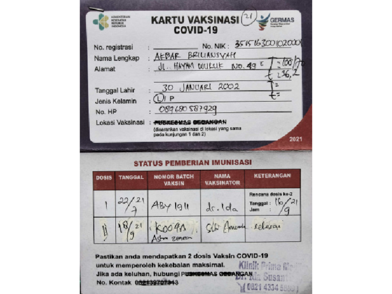 kartu vaksin | PDF