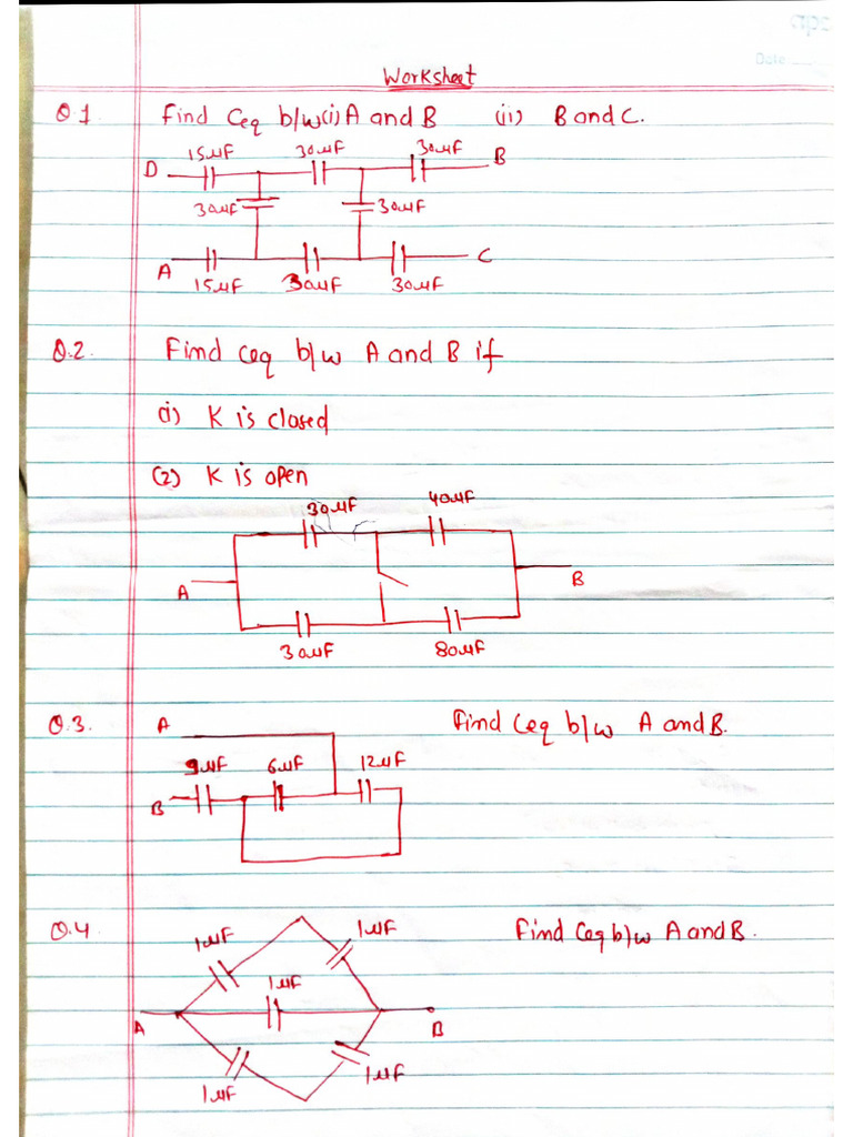 Capacitor Worksheet (2) | PDF