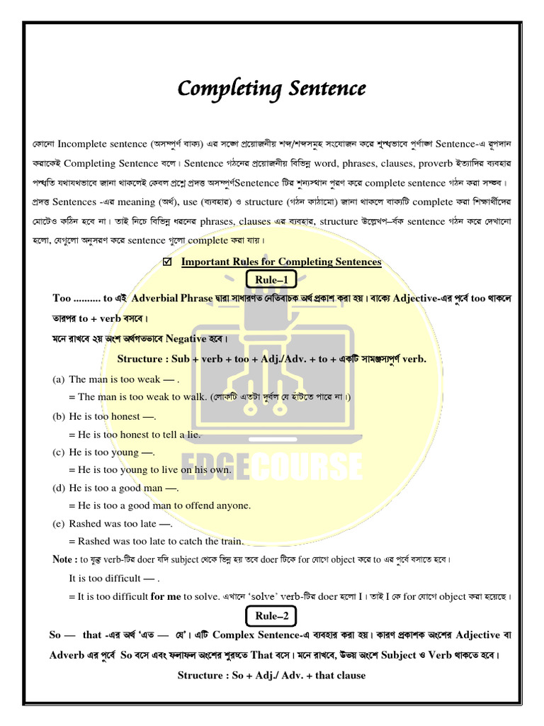 Completing Sentence | PDF