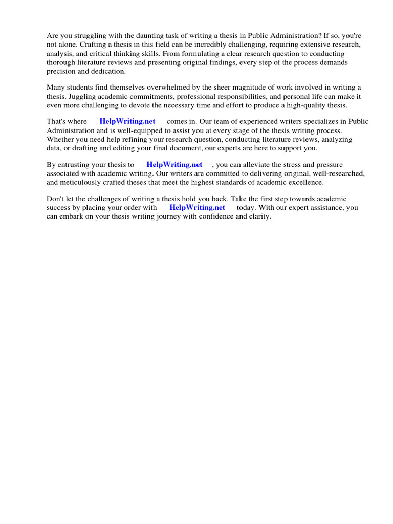 Thesis Public Administration PDF | PDF | Public Administration | Thesis