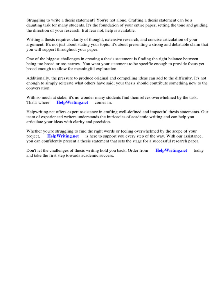 How Do Make A Thesis Statement | PDF | Essays | Thesis