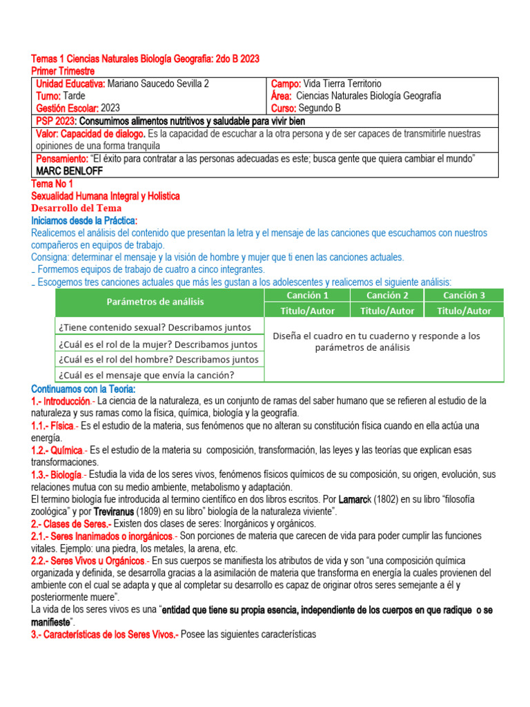 Temas de Biología para Secundaria | PDF | Biología | Organismos