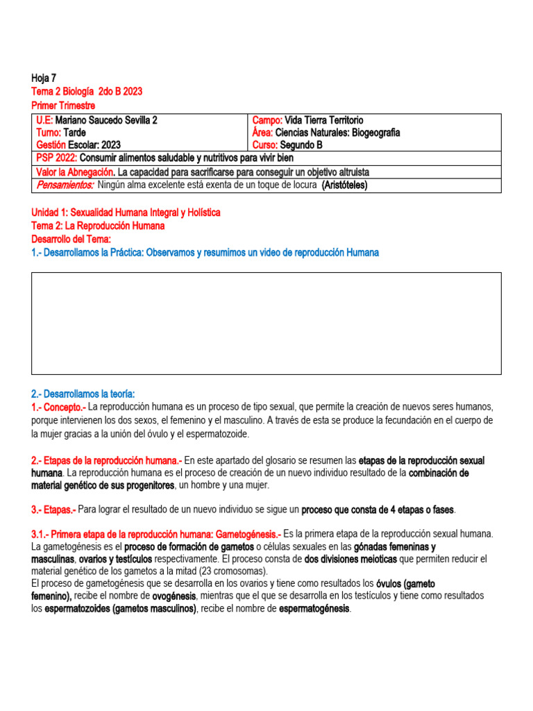 Tema 2 Biologia 2do B 2023 | PDF