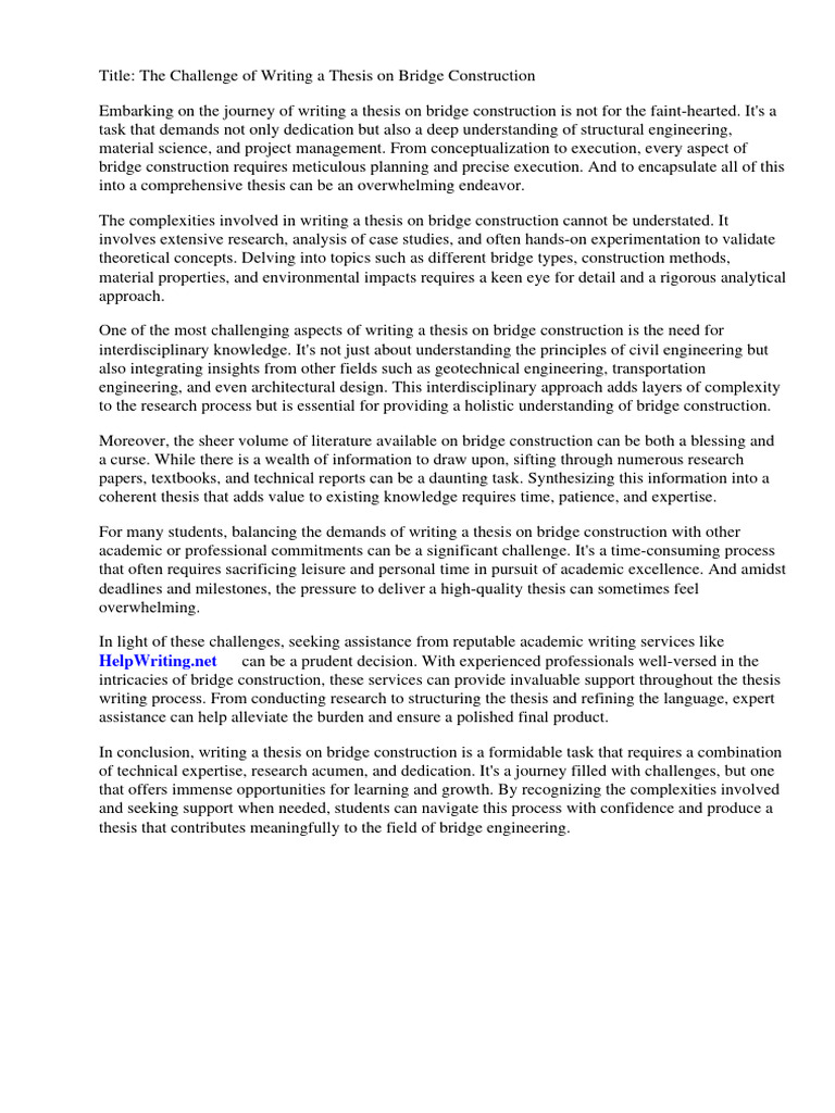 Thesis Bridge Construction | PDF | Bridge | Engineering