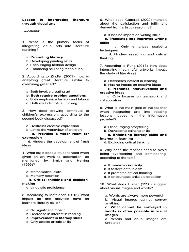 Lesson 910 Questionnaire | PDF | Literacy | Critical Thinking