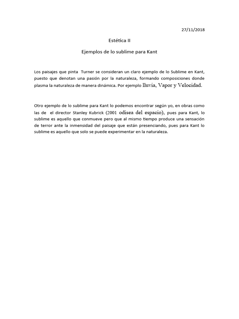Ejemplos de Lo Sublime | PDF