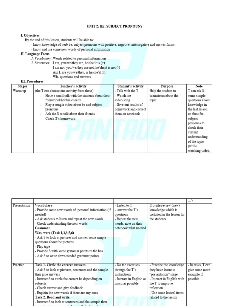 NEW GRAMMAR TIME 2 - Unit 2 - Be, subject pronouns | PDF | Question ...