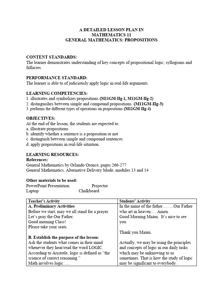 A Detailed Lesson Plan in Math | PDF