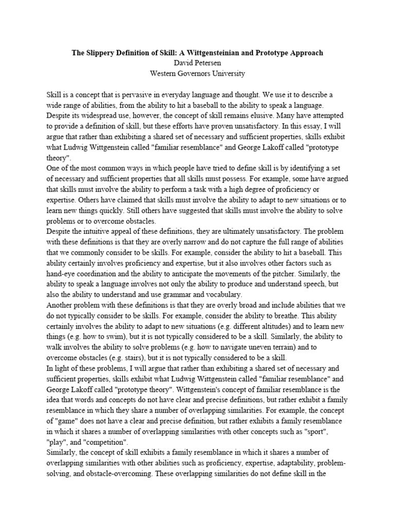 The Slippery Definition of Skill | PDF | Concept | Definition The Slippery Definition of Skill | PDF | Concept | Definition