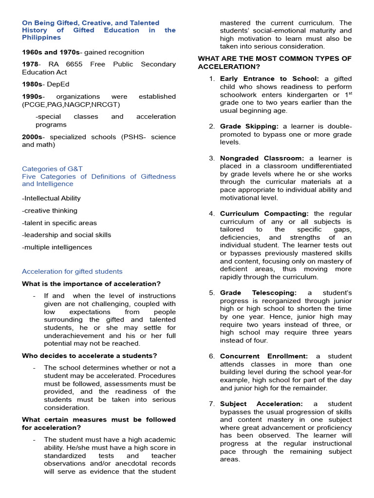 Gifted-and-Talentedness Notes | PDF | Intellectual Giftedness | Gifted ...