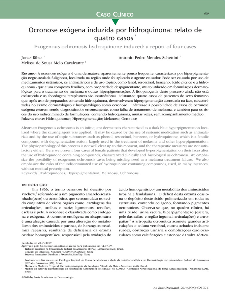 Ocronose Exógena Induzida Por Hidroquinona: Relato de | PDF | Química ...