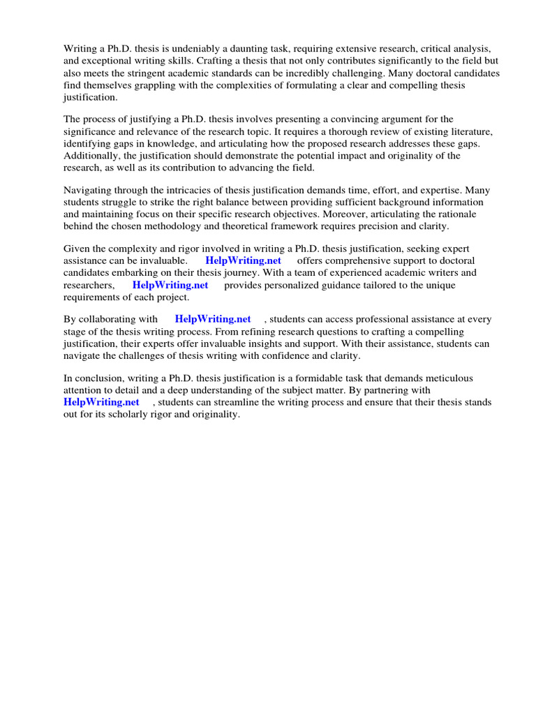 PHD Thesis Justification | PDF | Thesis | Doctor Of Philosophy