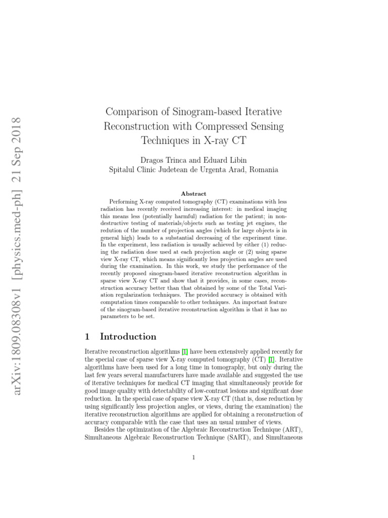Comparison of Sinogram-Based Iterative Reconstruction With Compressed Sensing Techniques in X ...