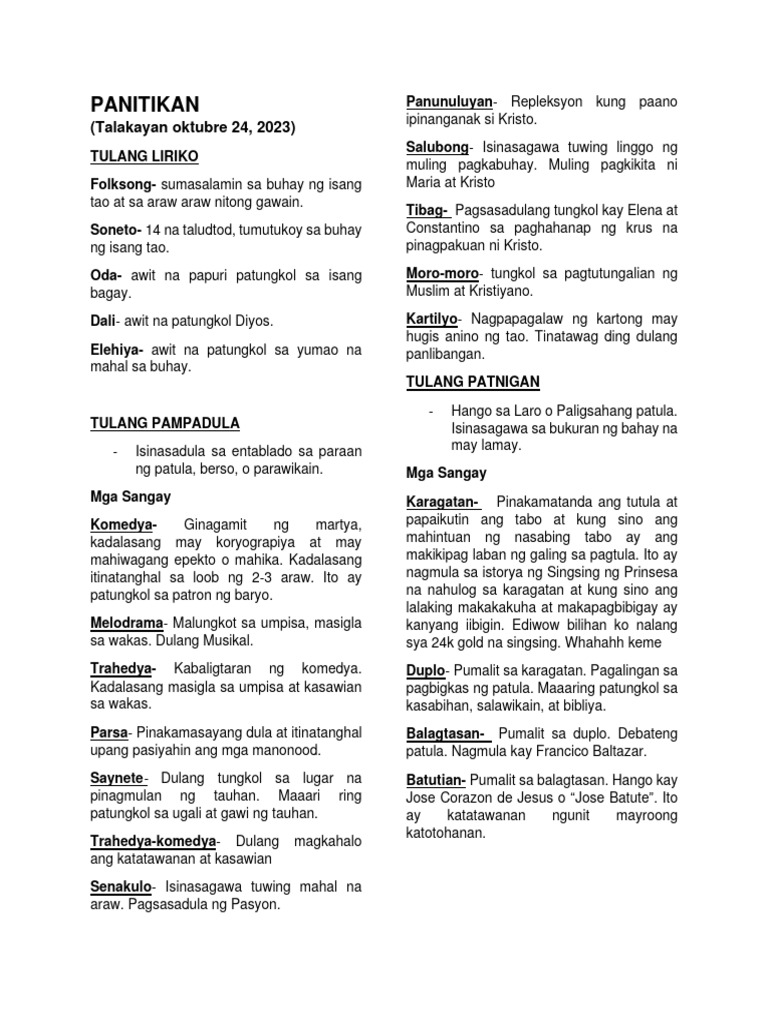 PANITIKAN Oct24 | PDF